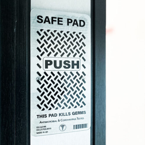 SAFE PAD™ CLEAR | Antibacterial Push Pad – SAFEPAD™ Canada